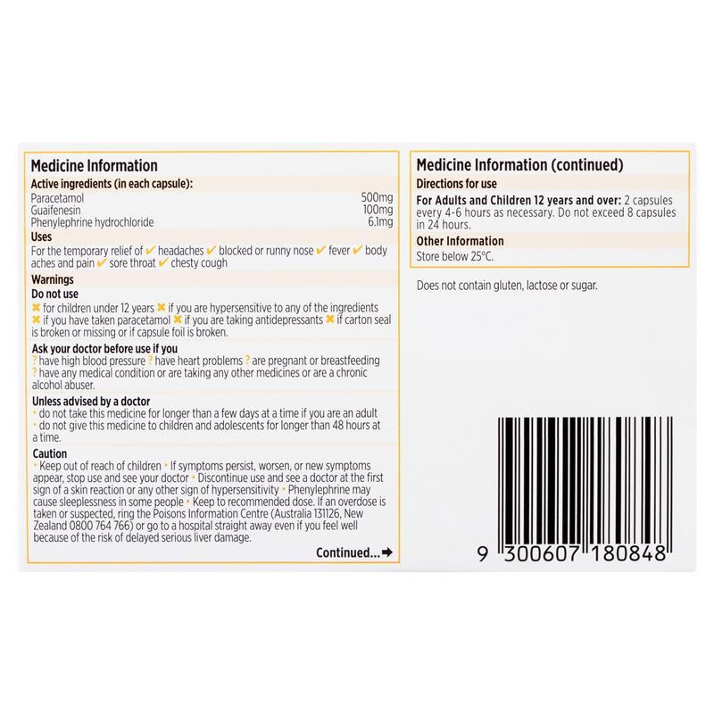 Buy Codral Cold & Flu + Mucus Cough 24 Capsules online at Chemist Warehouse