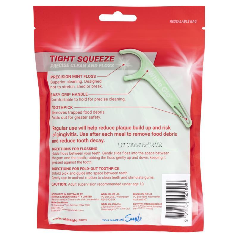Buy White Glo Flossers Tight Fit Mint 100 Pack online at Chemist Warehouse