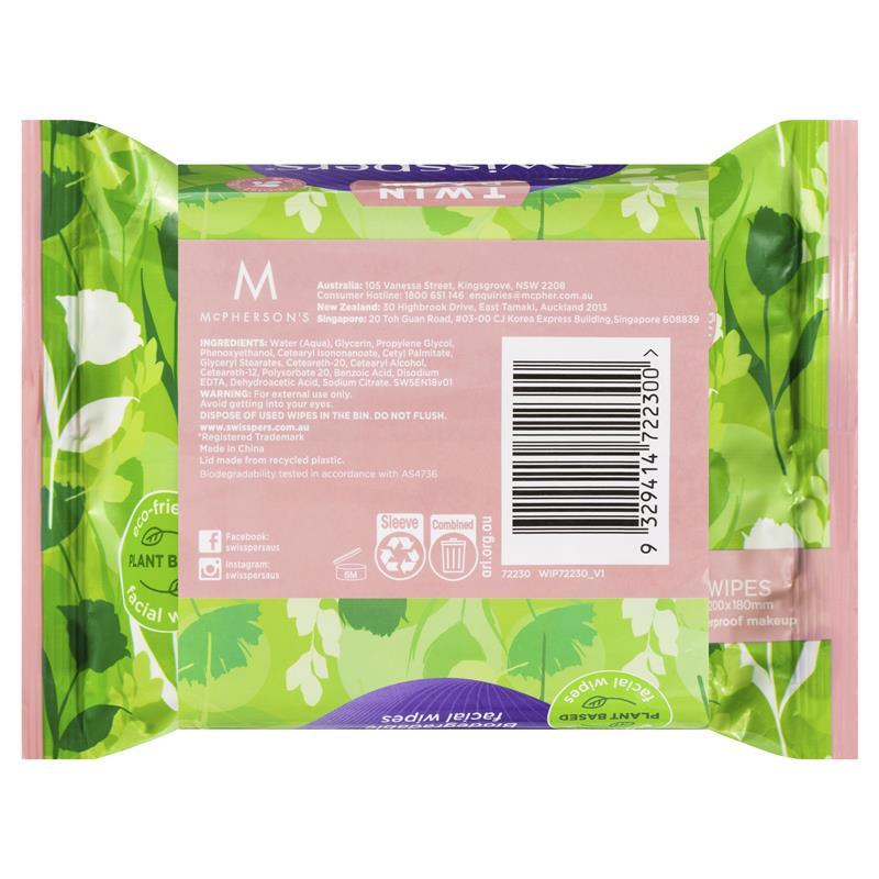 Buy Swisspers Eco Sensitive Biodegradable Facial Wipes Twin Pack 2 x 25 ...