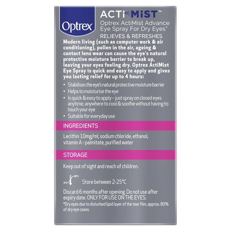 Buy Optrex Advance Actimist Preservative Free Dry Eye Spray 10ml online ...