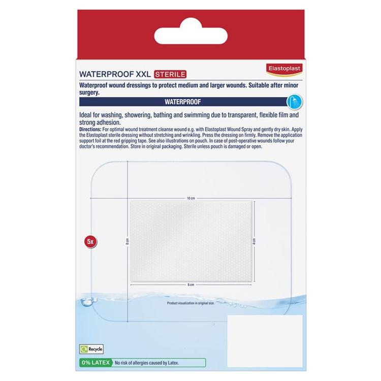 Buy Elastoplast Waterproof Dressing XXL 8cm x 10cm 5 Pack online at ...