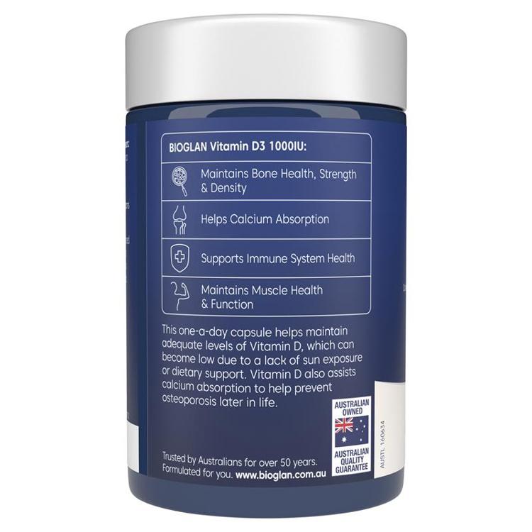 Buy Bioglan Vitamin D3 1000IU 250 Capsules online at Chemist Warehouse