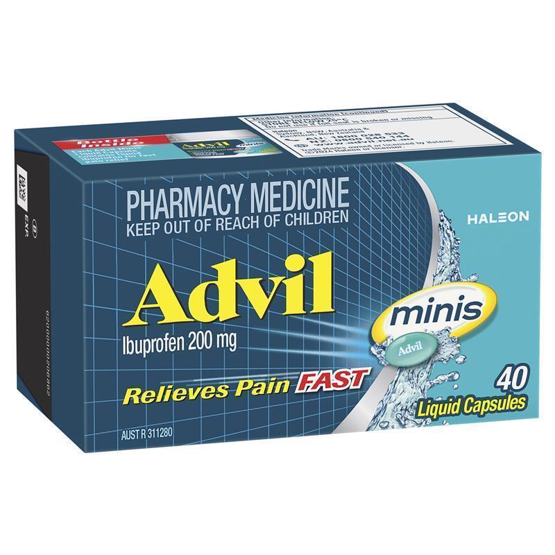 Buy Advil Ibuprofen Pain Relief Liquid Mini 40 Capsules online at ...
