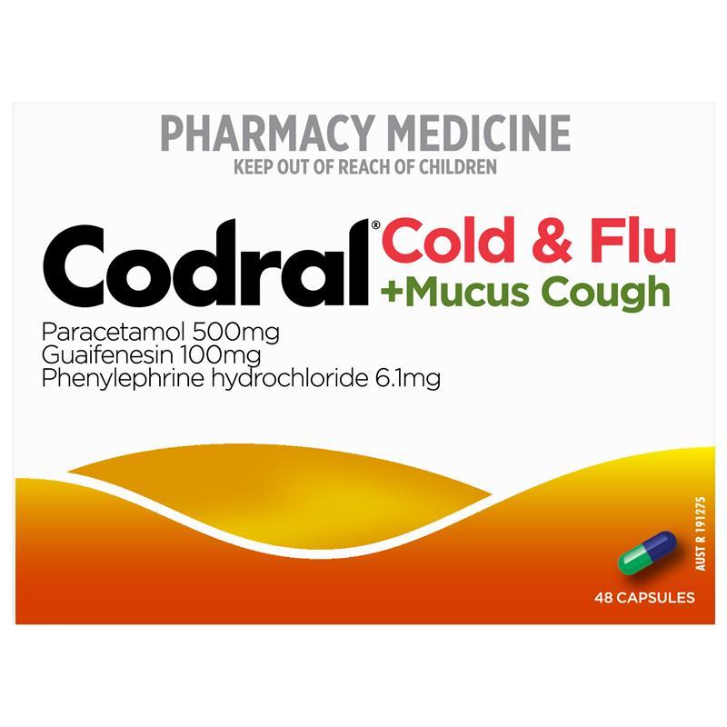 Buy Codral Cold & Flu + Mucus Cough 48 Capsules online at Chemist Warehouse