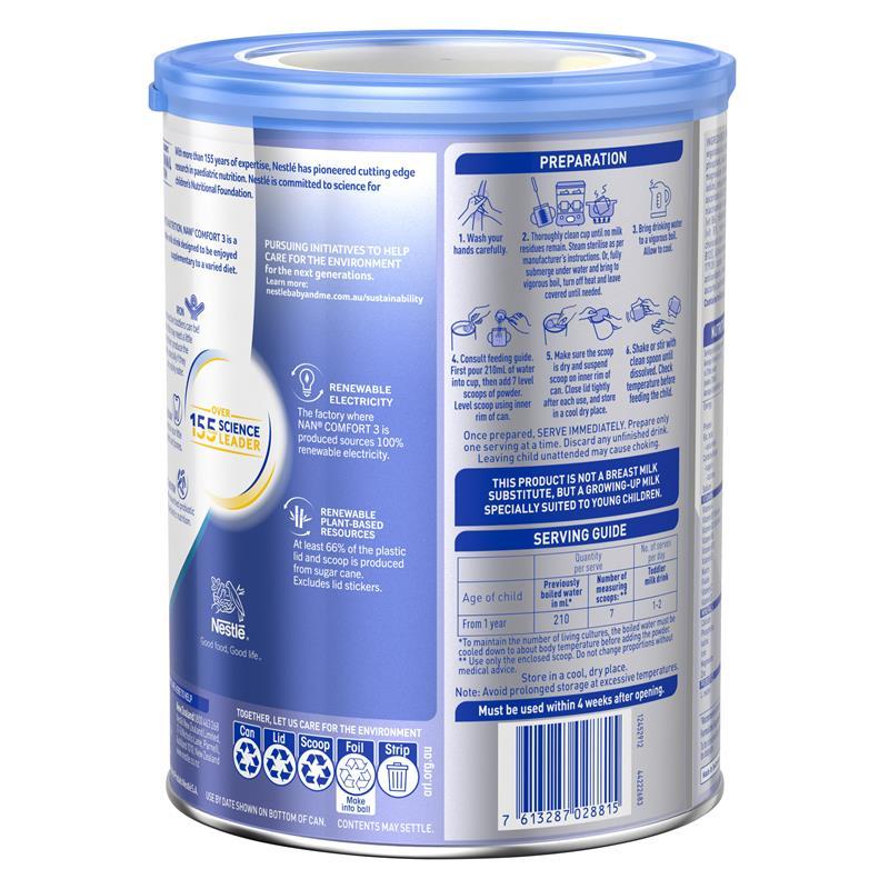 Buy Nestle NAN COMFORT 3 Toddler Milk Drink Powder, From 1 year – 800g ...