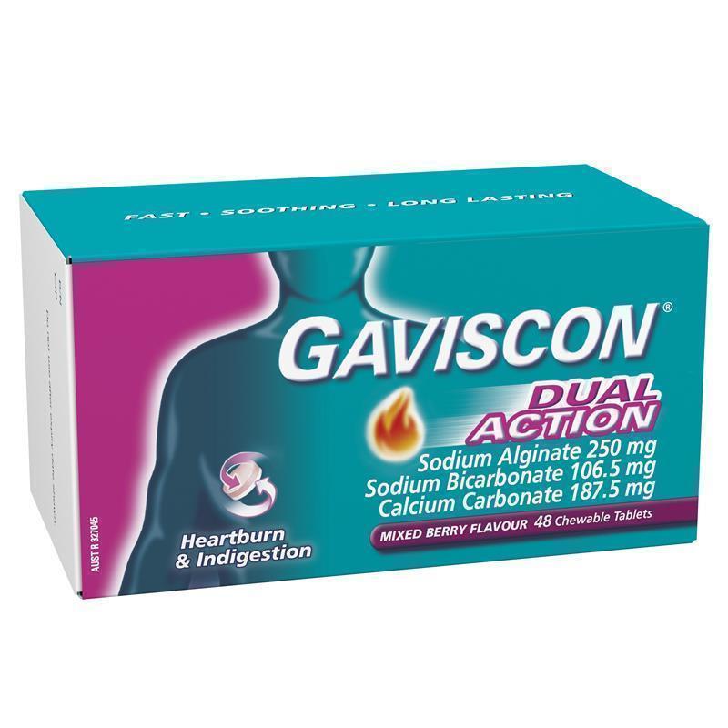 Buy Gaviscon Dual Action Chewable Tablets Heartburn and Indigestion ...