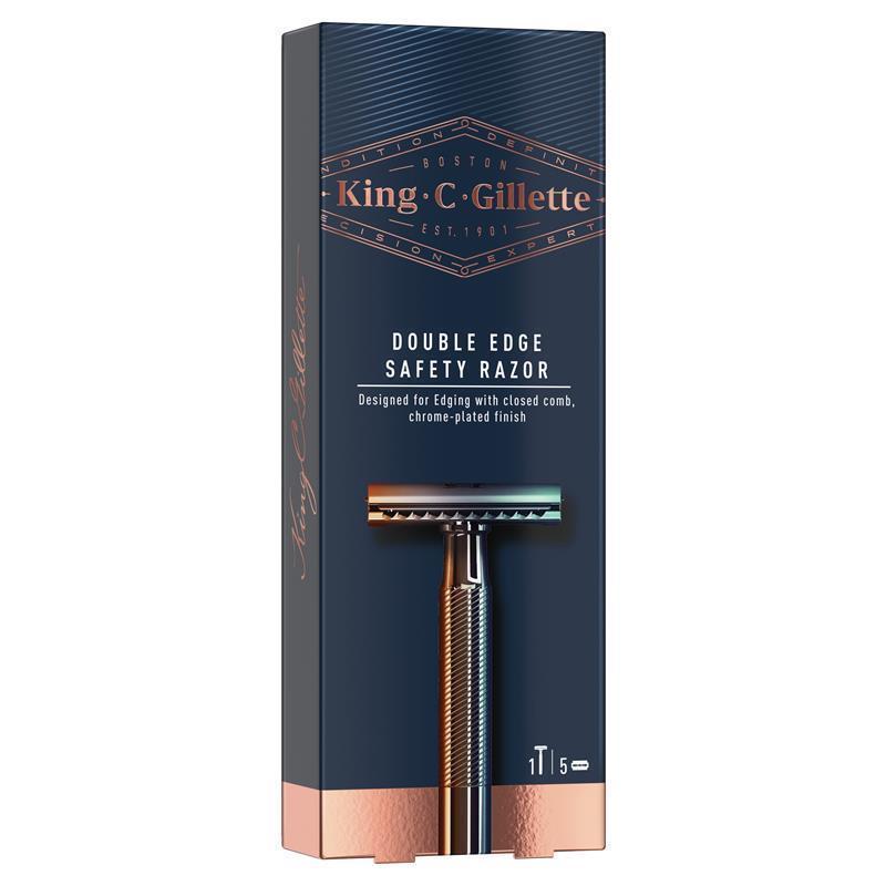 Buy King C Gillette Double Edge Safety Razor + 5 Razor Blades online at ...