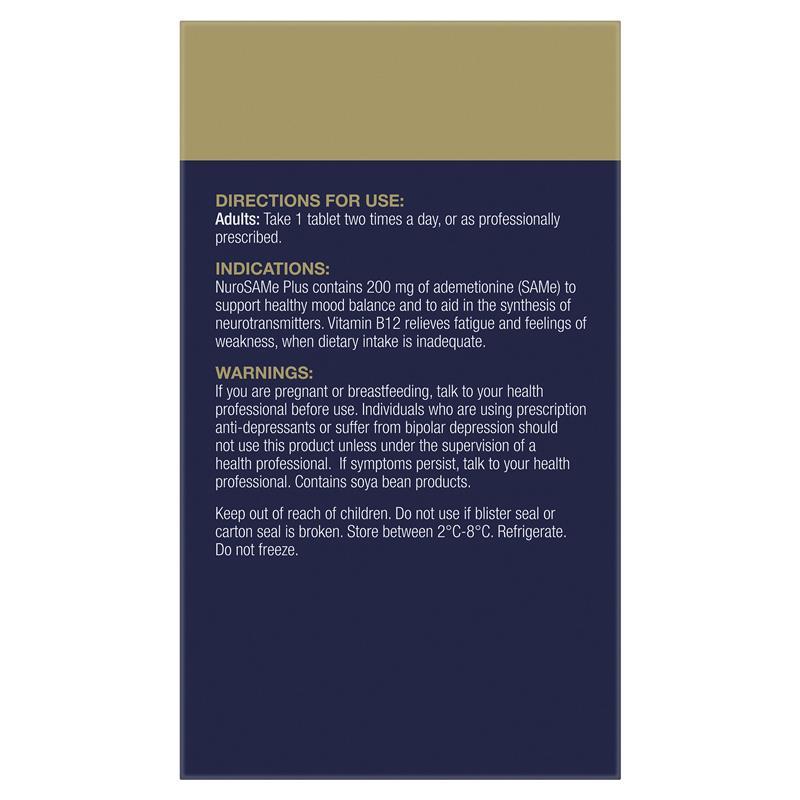 Buy BioCeuticals NuroSAMe Plus 60 Tablets Fridge Line online at Chemist ...