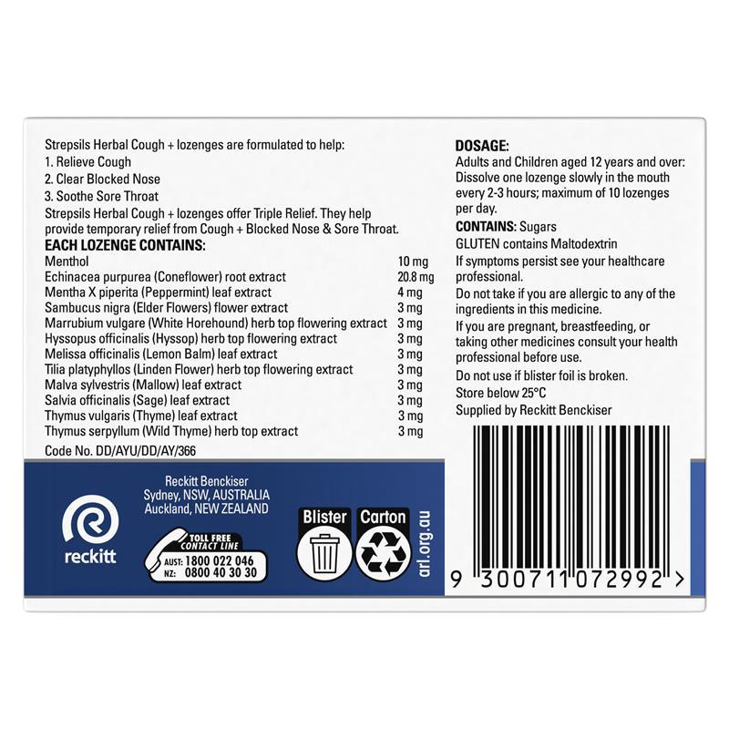 Buy Strepsils Herbal Cough Lozenges Honey Lemon 32 Pack online at ...