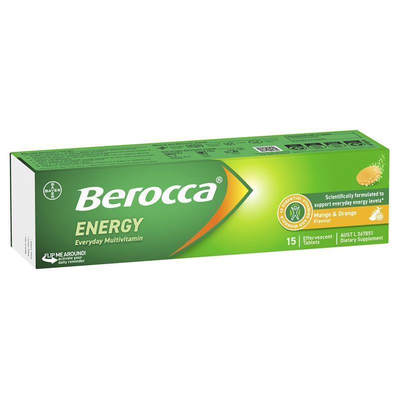 Buy Berocca Energy Mango And Orange 15 Effervescent Tablets online at ...