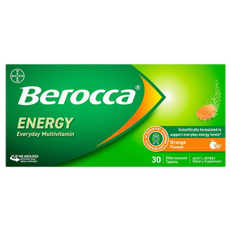 Buy Berocca Energy Orange 30 Effervescent Tablets online at Chemist ...