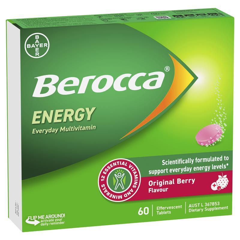 Buy Berocca Energy Original Berry 60 Effervescent Tablets Exclusive ...