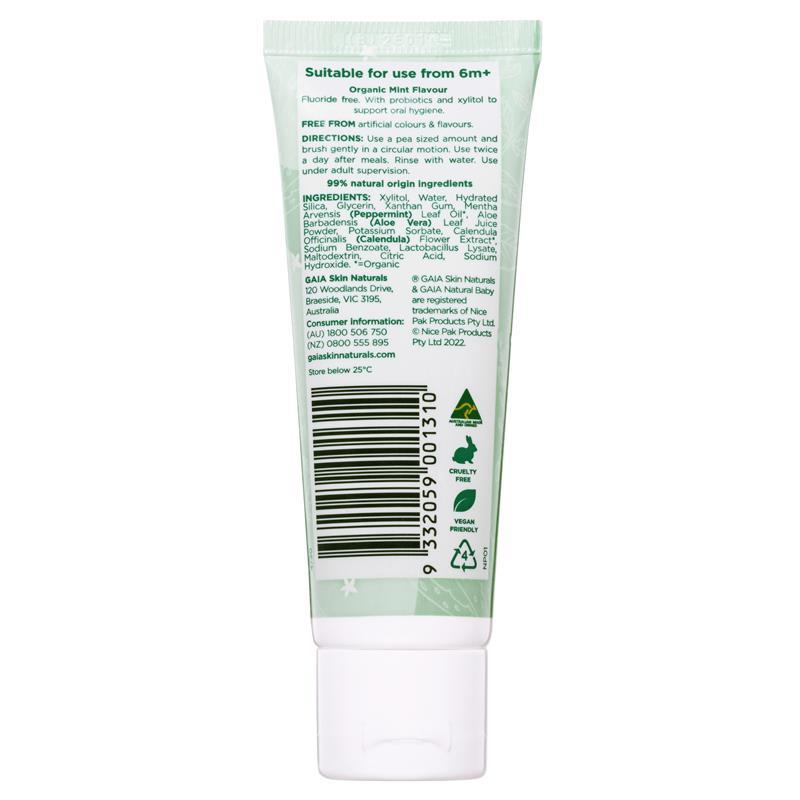 Buy Gaia Natural Baby Probiotic Toothpaste Mild Mint 50g online at ...