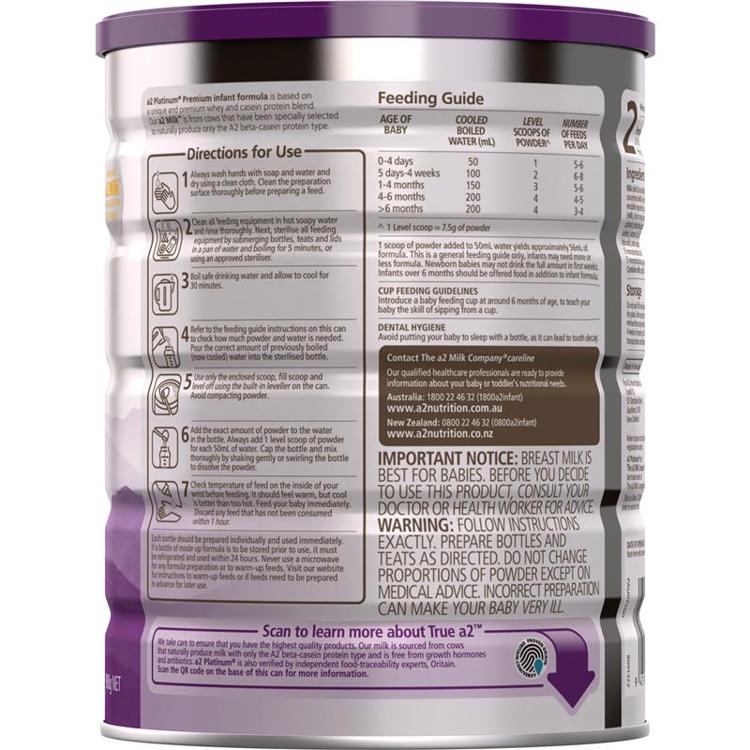 Buy A2 Platinum Premium Infant Formula Stage 1 From Birth 900g online ...