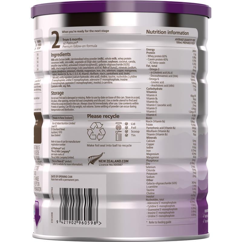 Buy A2 Platinum Premium Infant Formula Stage 1 From Birth 900g online ...