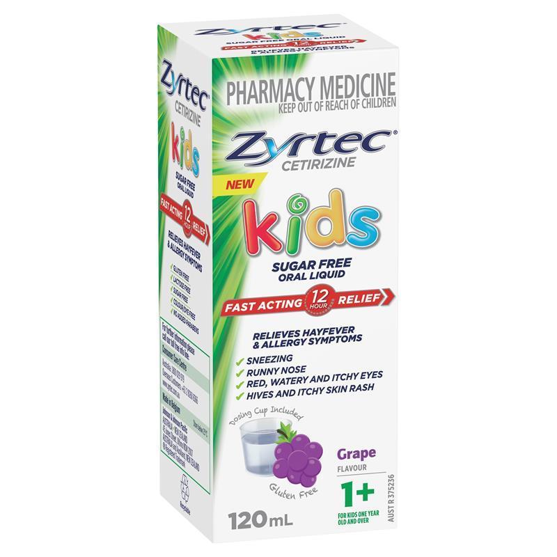 Buy Zyrtec Kids Antihistamine Allergy & Hayfever Oral Liquid Grape ...