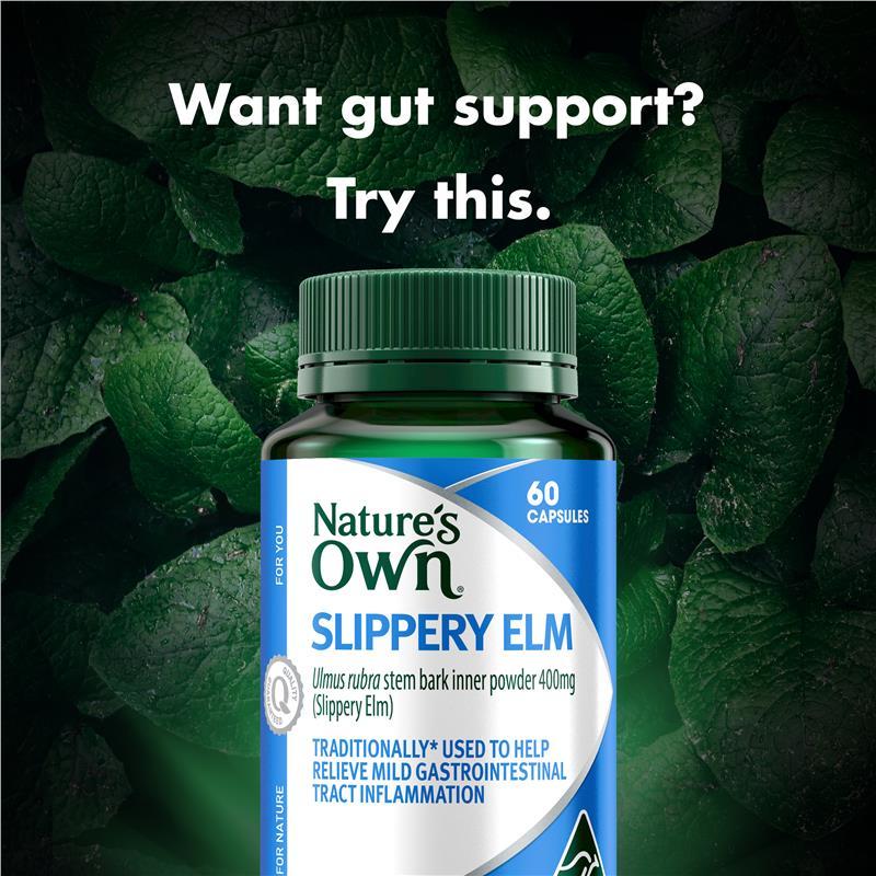 Buy Nature's Own Slippery Elm 400mg 60 Capsules online at Chemist Warehouse