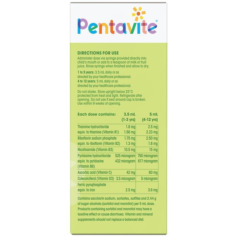 Buy Pentavite Multivitamin + Iron Kids Liquid Lemon Lime 200ml NEW ...