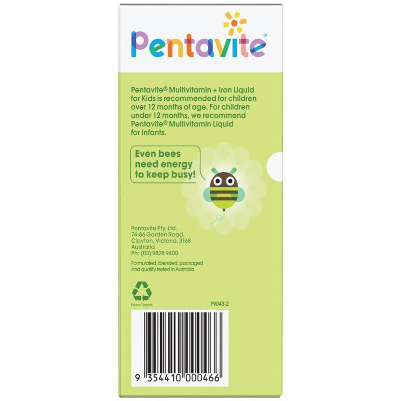 Buy Pentavite Multivitamin + Iron Kids Liquid Lemon Lime 200ml NEW ...