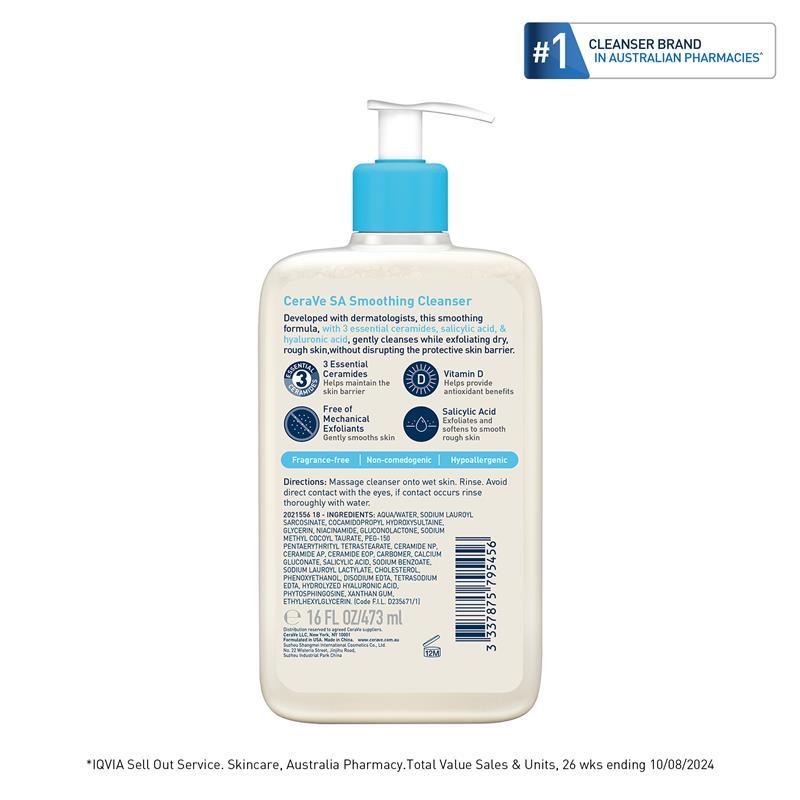 Buy CeraVe SA Smoothing Cleanser 473ml online at Chemist Warehouse