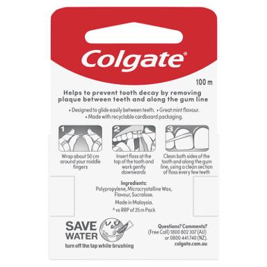 Buy Colgate Dental Floss Total Mint Waxed 100m online at Chemist Warehouse