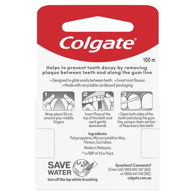 Buy Colgate Dental Floss Total Mint Waxed 100m online at Chemist Warehouse
