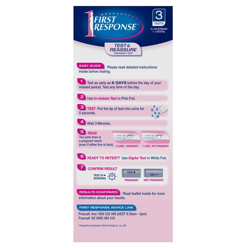 Buy First Response Test and Reassure 3 Tests online at Chemist Warehouse