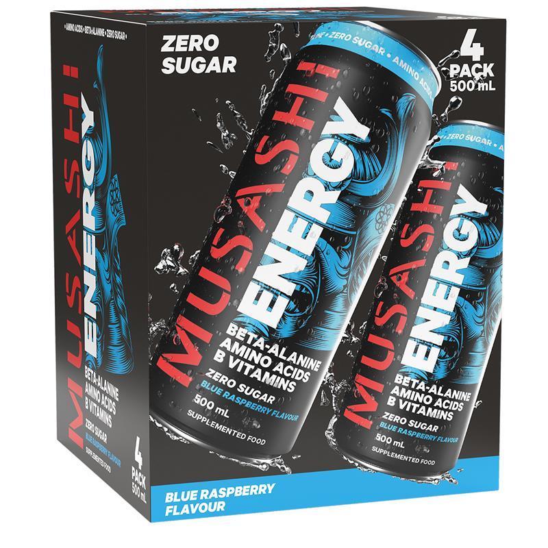 Buy Musashi Blue Raspberry Energy Drinks 500ml x 4 Pack online at ...