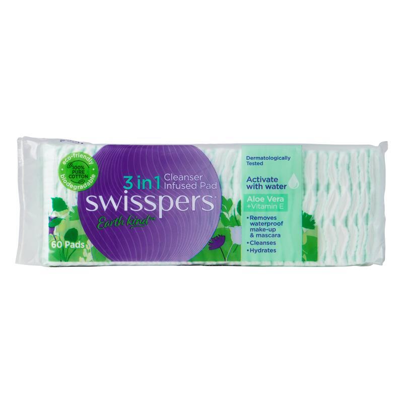 Buy Swisspers 3in1 Aloe Vera & Vitamin E Cleanser Infused Pads 60 pack ...