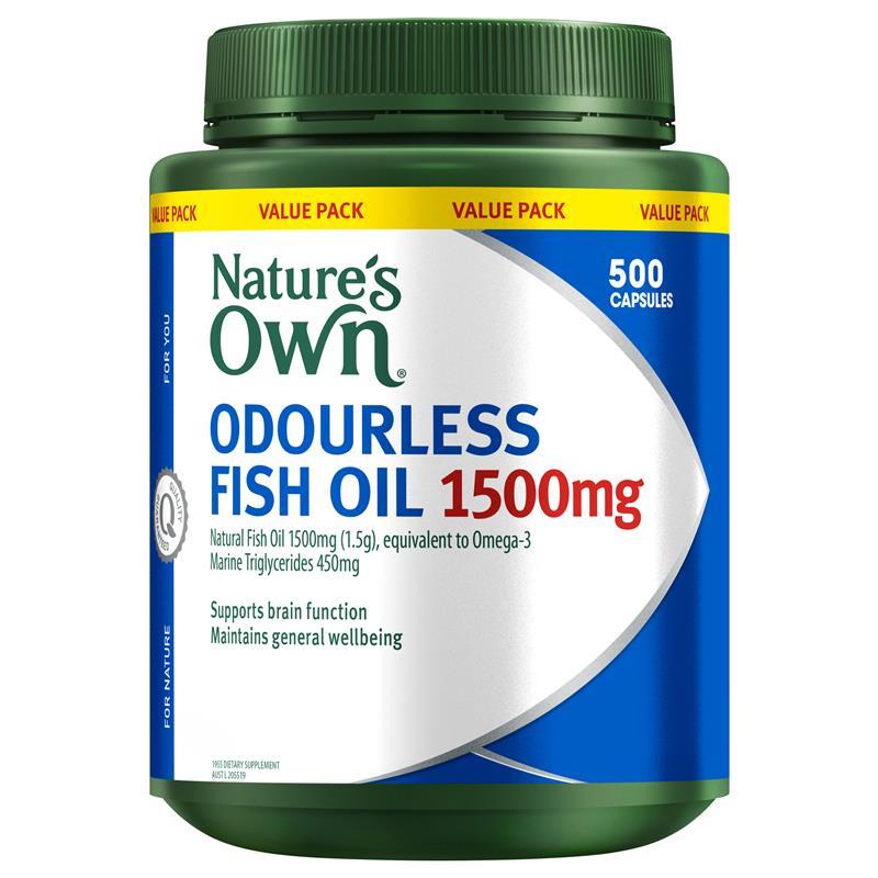 Buy Nature's Own Odourless Fish Oil 1500mg 500 Capsules Exclusive Size ...