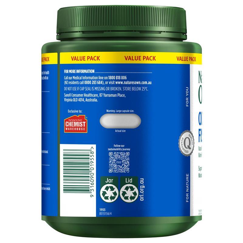 Buy Nature's Own Odourless Fish Oil 1500mg 500 Capsules Exclusive Size ...