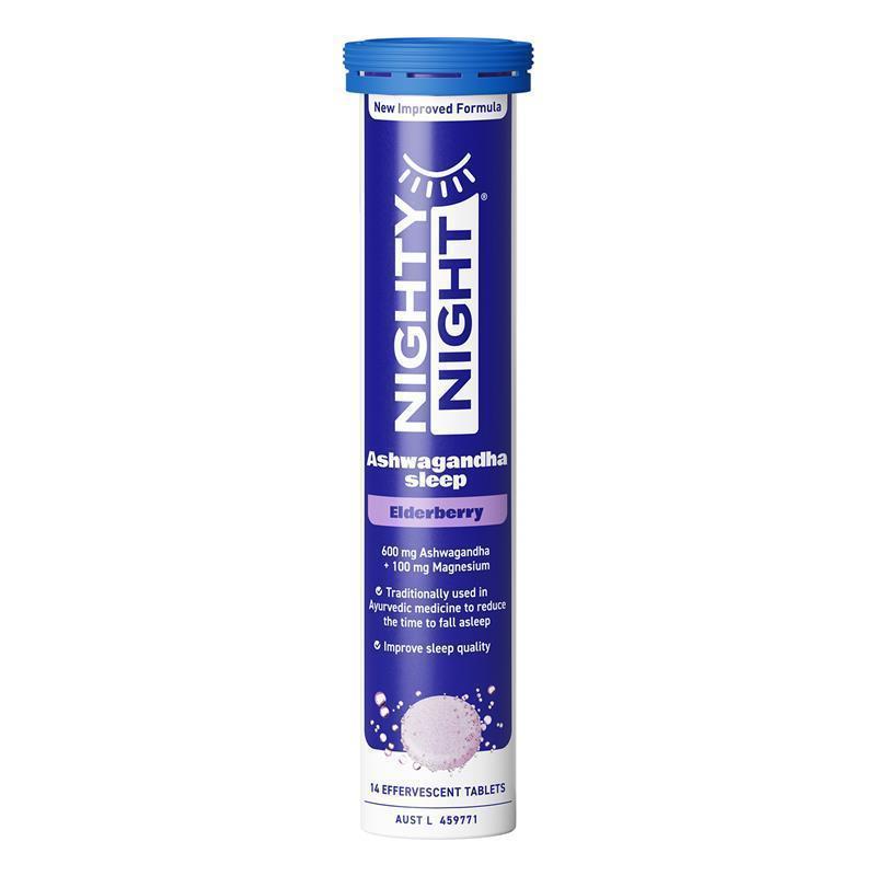 Buy Nighty Night Sleep Effervescent Elderberry Flavour 14 Tablets ...