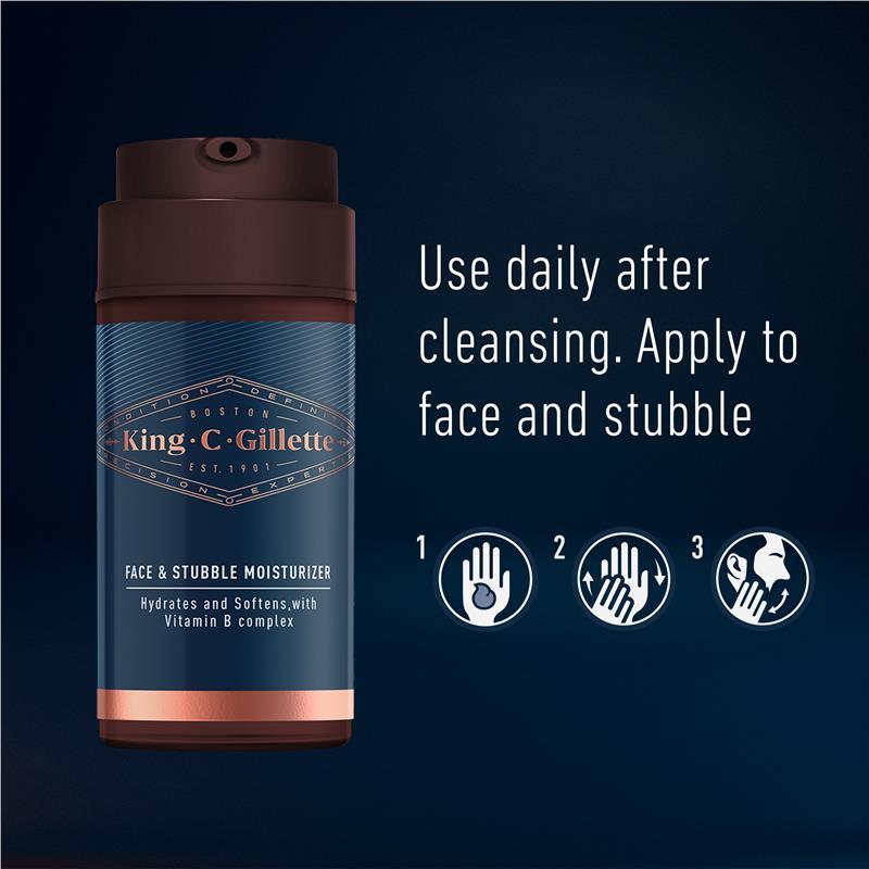 Buy Gillette King C Face & Stubble Moisturiser 100ml online at Chemist ...