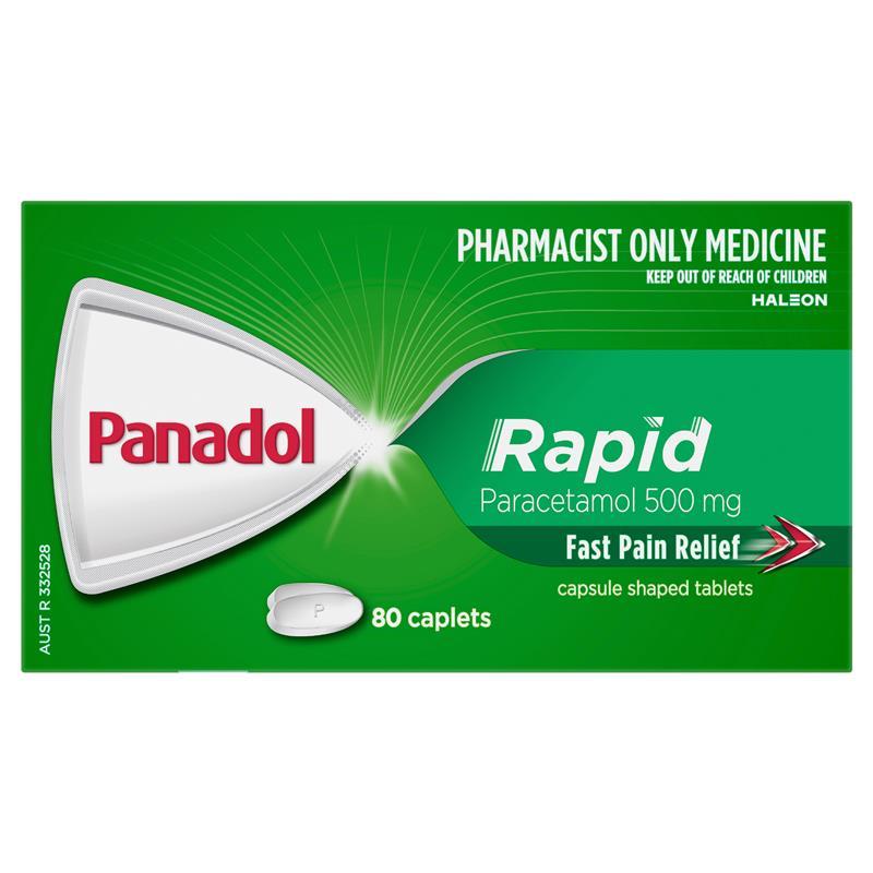 Buy Panadol Rapid Paracetamol Pain Relief 80 Caplets online at Chemist ...