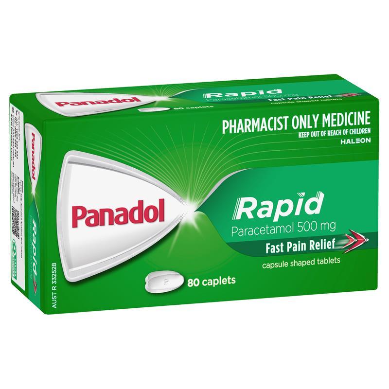 Buy Panadol Rapid Paracetamol Pain Relief 80 Caplets online at Chemist ...