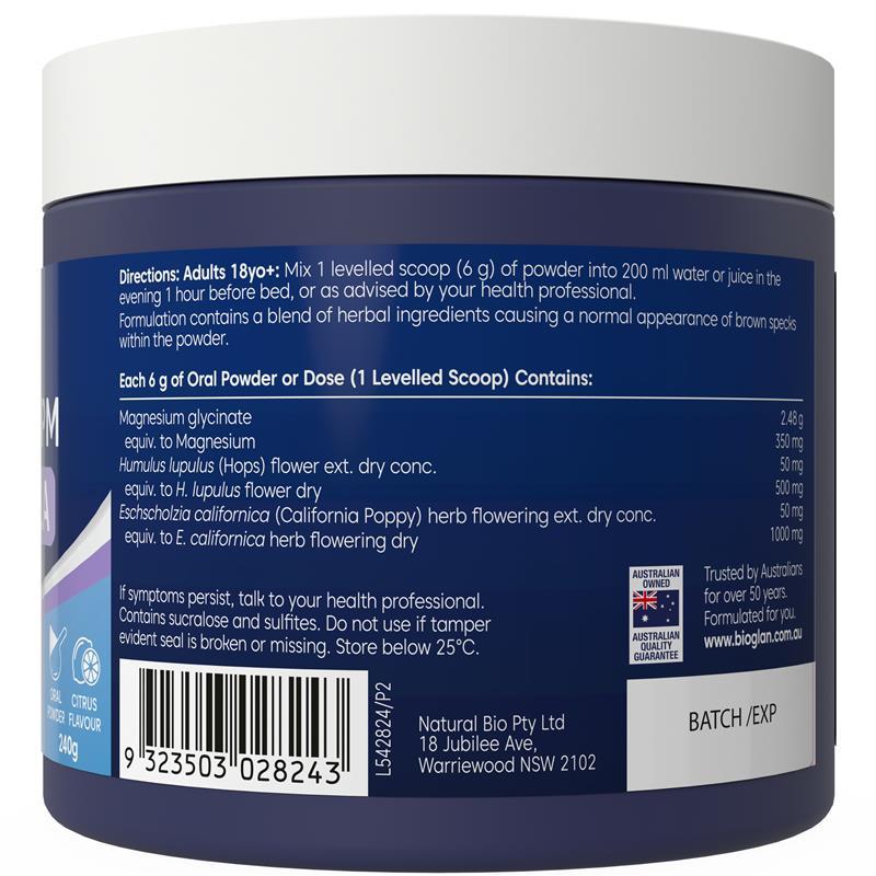 Buy Bioglan Active Magnesium PM Deep Sleep Formula 240g online at ...