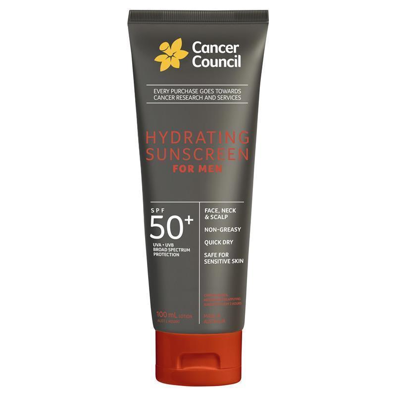 Buy Cancer Council SPF50+ Hydrating Sunscreen For Men 100ml online at ...