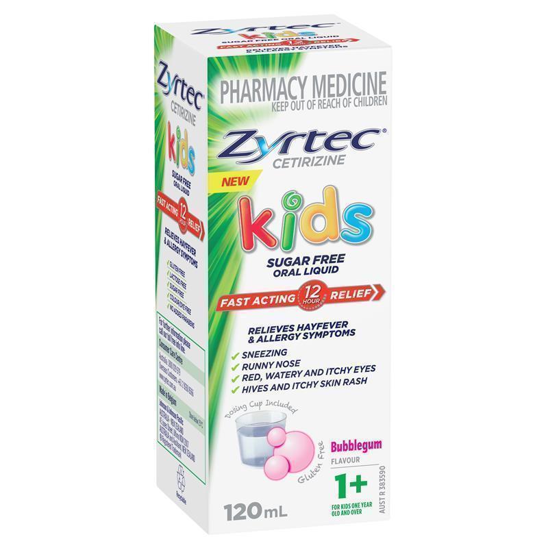 Buy Zyrtec Kids Antihistamine Allergy & Hayfever Oral Liquid Bubblegum ...