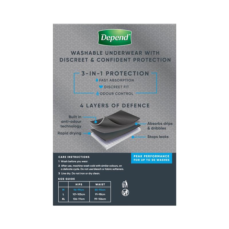 Buy Depend Men Washable Incontinence Underwear Medium online at Chemist ...