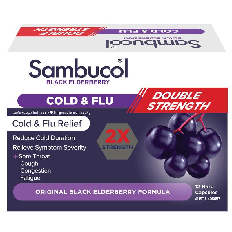 Buy Sambucol Cold & Flu Double Strength 12 Capsules online at Chemist ...