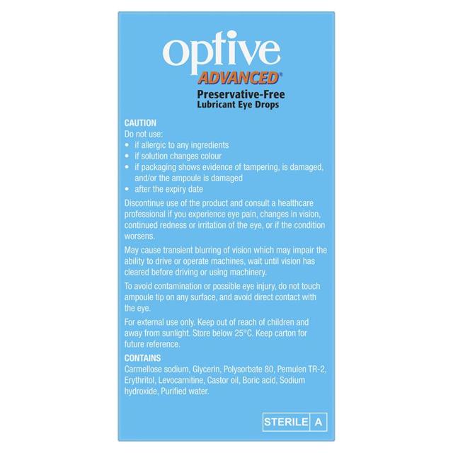 Buy Optive Advanced Lubricant Eye Drops 30 x 0.4mL online at Chemist ...