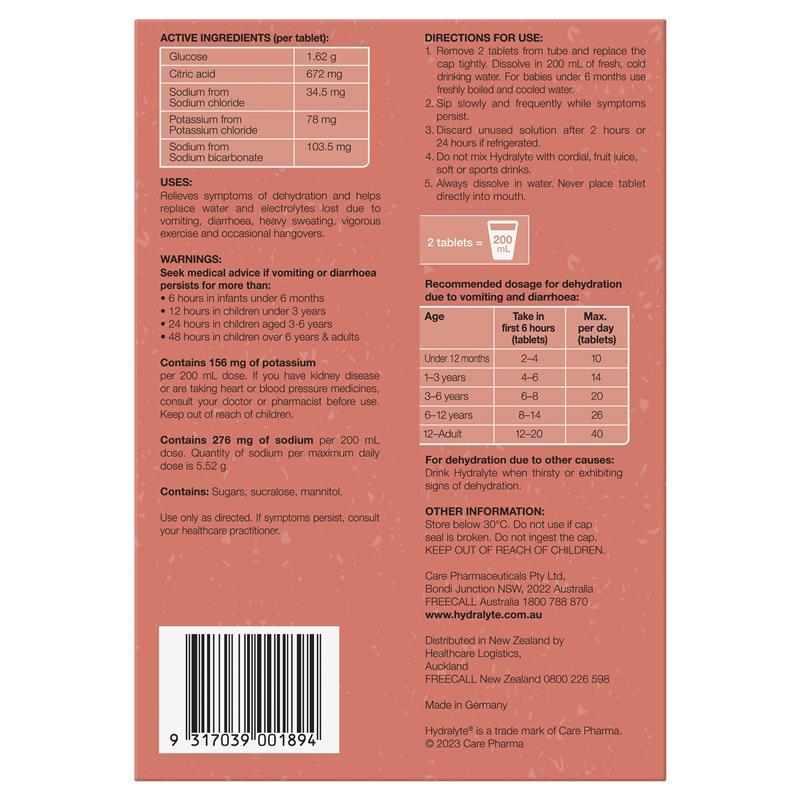Buy Hydralyte Electrolyte Effervescent Peach Crush 60 Tablets Exclusive ...