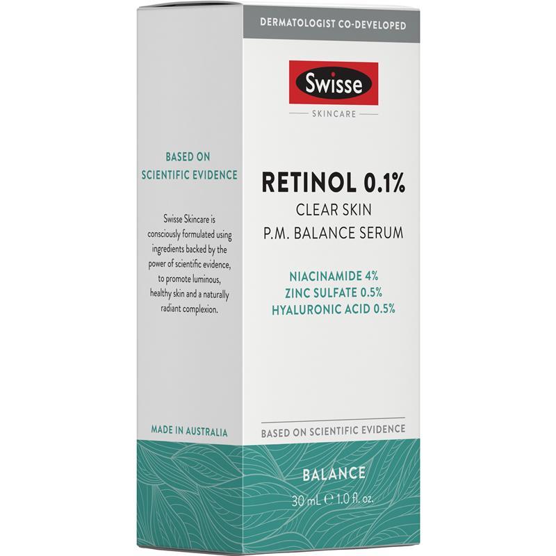 Buy Swisse Skincare Retinol 0.1% Clear Skin PM Balance Serum 30ml ...