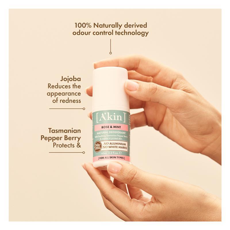Buy Akin Rose & Mint Deodorant Roll On 65ml online at Chemist Warehouse