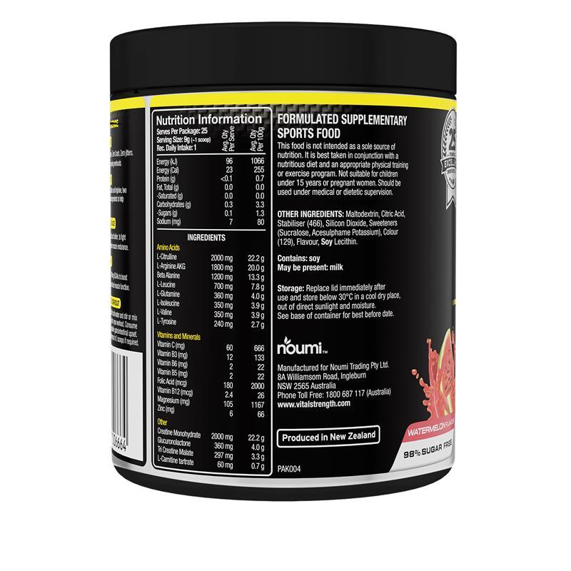 Buy Vital Strength Pump Pre Workout Non-Stimulant Watermelon 225g ...