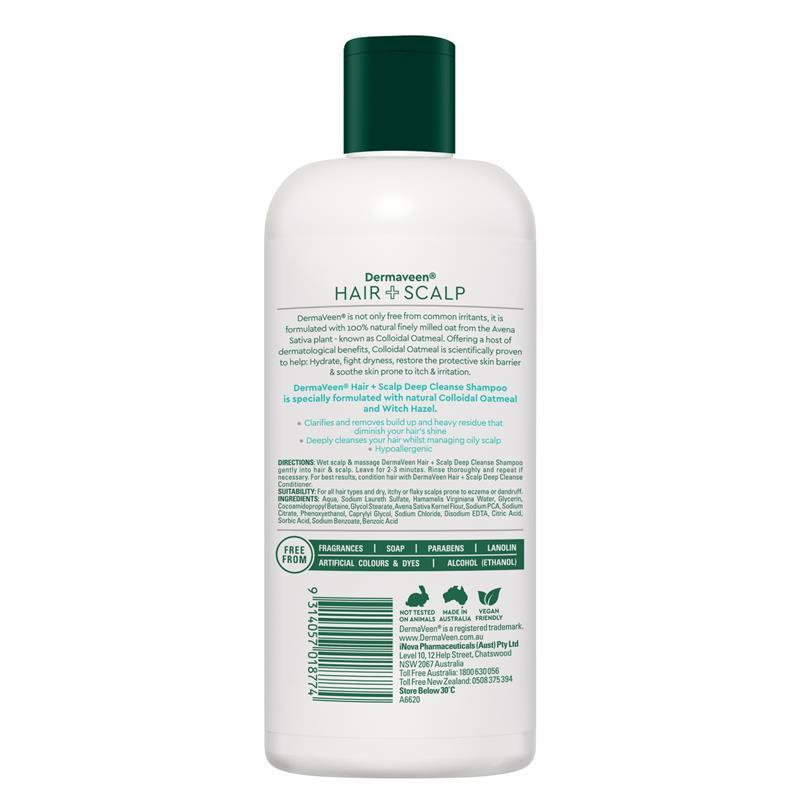 Buy DermaVeen Hair + Scalp Deep Cleanse Shampoo 500ml online at Chemist ...