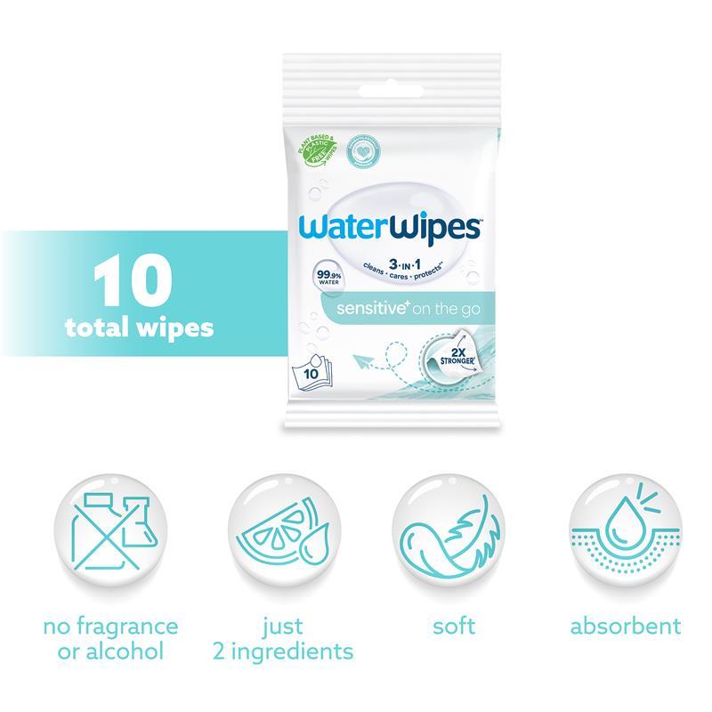 Buy WaterWipes On The Go Sensitive Wipes 10 Pack online at Chemist ...