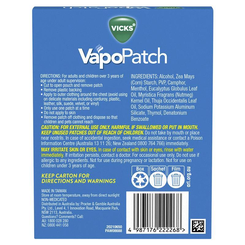 Buy Vicks VapoPatch 5 Pack online at Chemist Warehouse