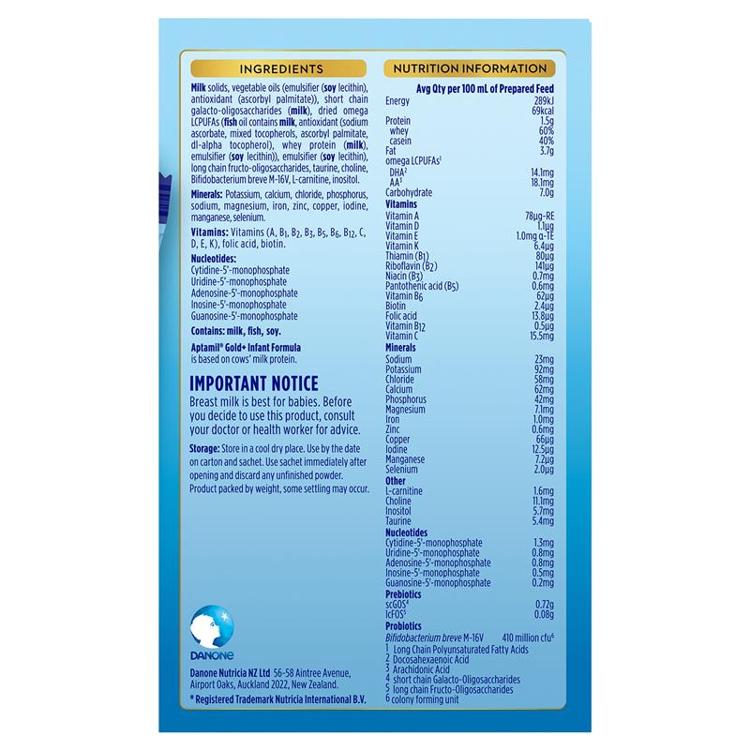 Buy Aptamil Gold+ 1 Baby Infant Formula Powder Sachets From Birth to 6 ...