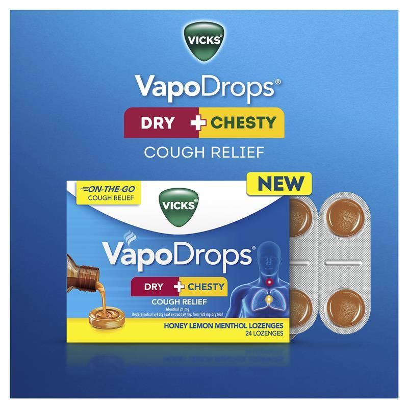 Buy Vicks VapoDrops Dry + Chesty Cough Relief 24 Lozenges online at ...
